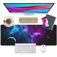 Galaxy Nebula Mouse Pad, Large Non-Slip Rubber with Stitched Edges Blue ...
