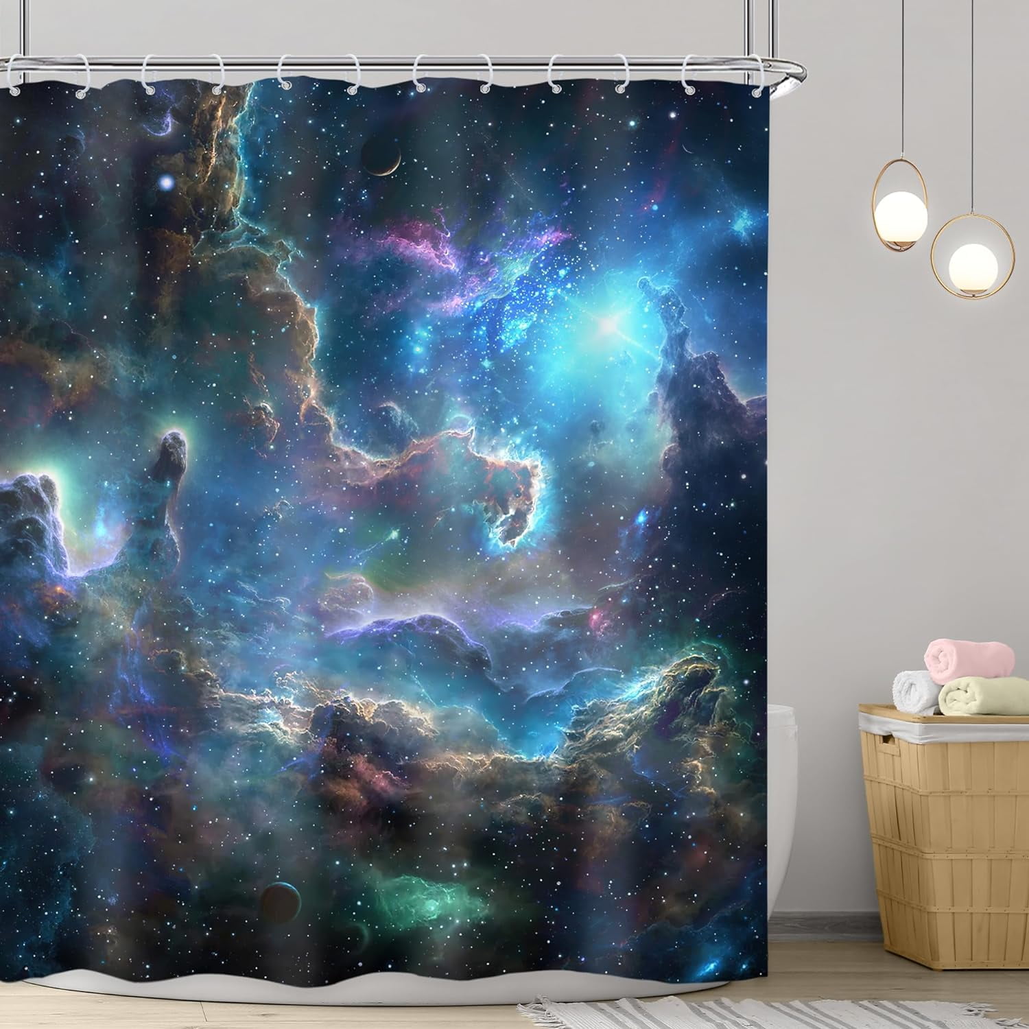 Galaxy Nebula Shower Curtain 60Wx72H Inch Starry Shower Curtain Sky ...