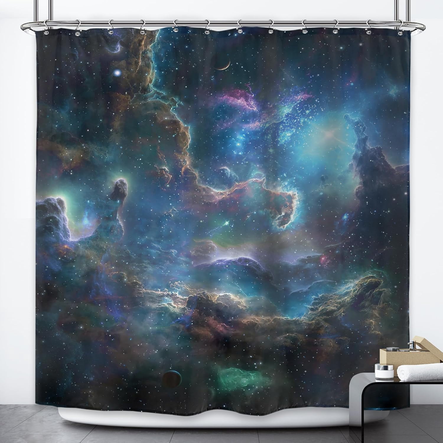 Galaxy Nebula Shower Curtain 72Wx72H Inch Starry Sky Outer Space ...