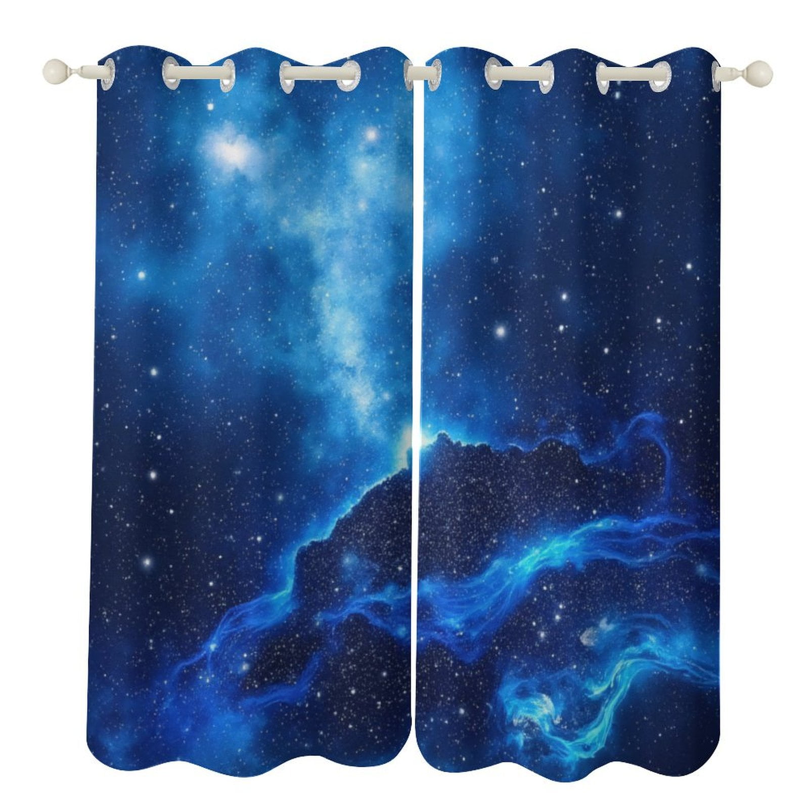 Galaxy Nebula Space Art Blackout Window Curtains for Bedroom Living ...