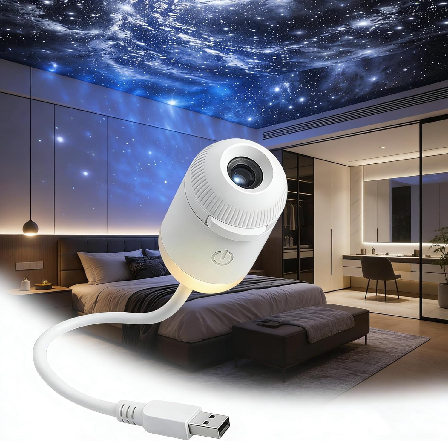 Galaxy Night Light Projector,2-In-1 Galaxy Projector with 3 Sliding ...