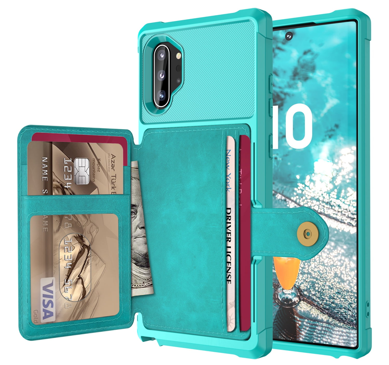 Galaxy Note 10 Plus Wallet Case, Shockproof Rubber Card Holder Wallet ...