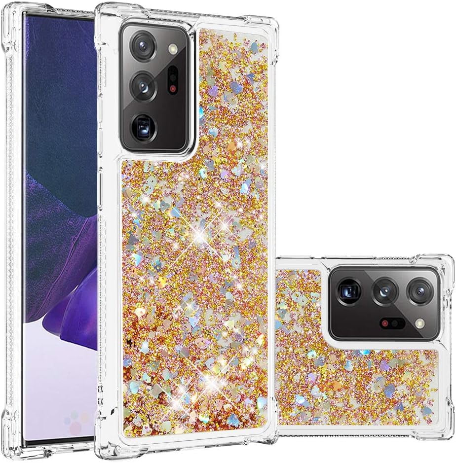 Galaxy Note 20 Ultra Phone Case, Bling Sparkle Floating Liquid Soft TPU Bumper Shockproof ...