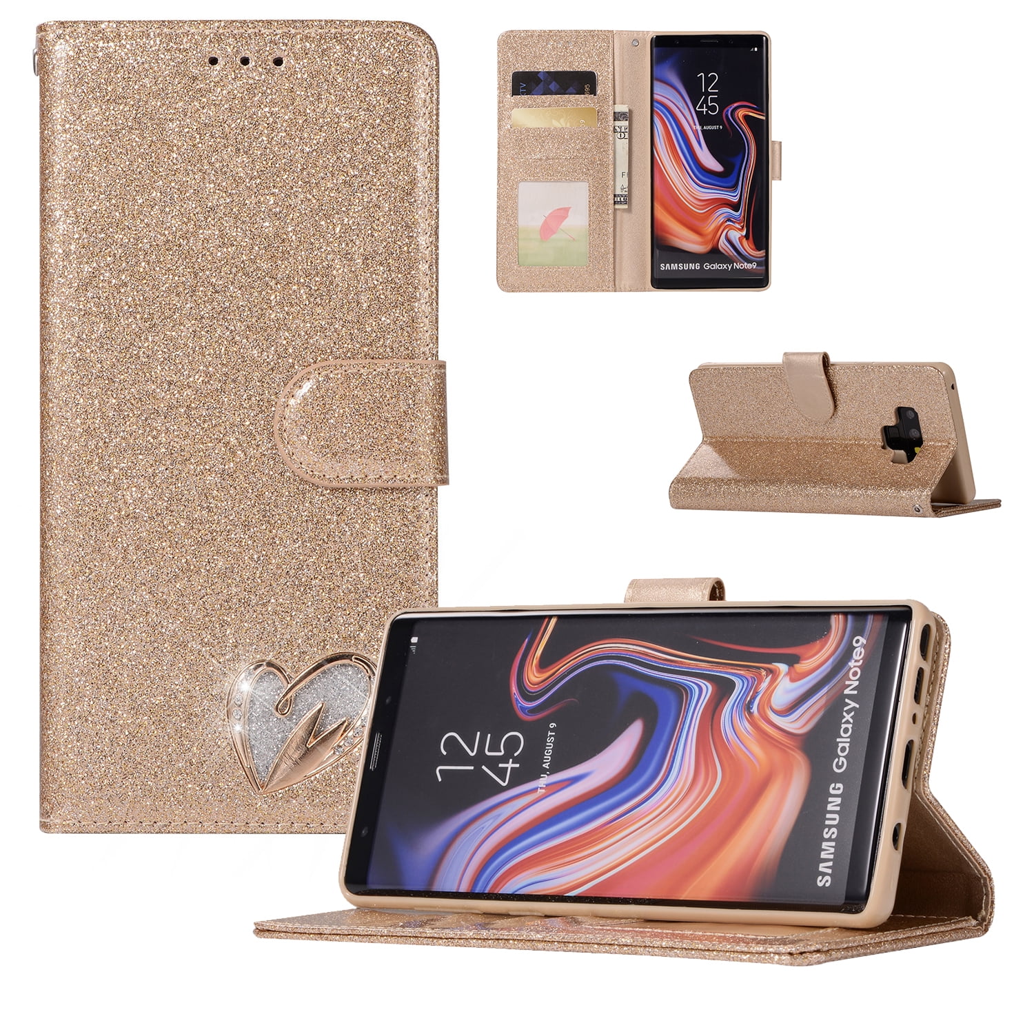 Galaxy Note 9 Case Wallet, Samsung Galaxy Note 9 Case, Allytech Glitter ...