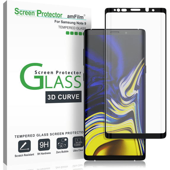 amFilm Galaxy Note 9 Screen Protector 3D Curved Tempered Glass ...