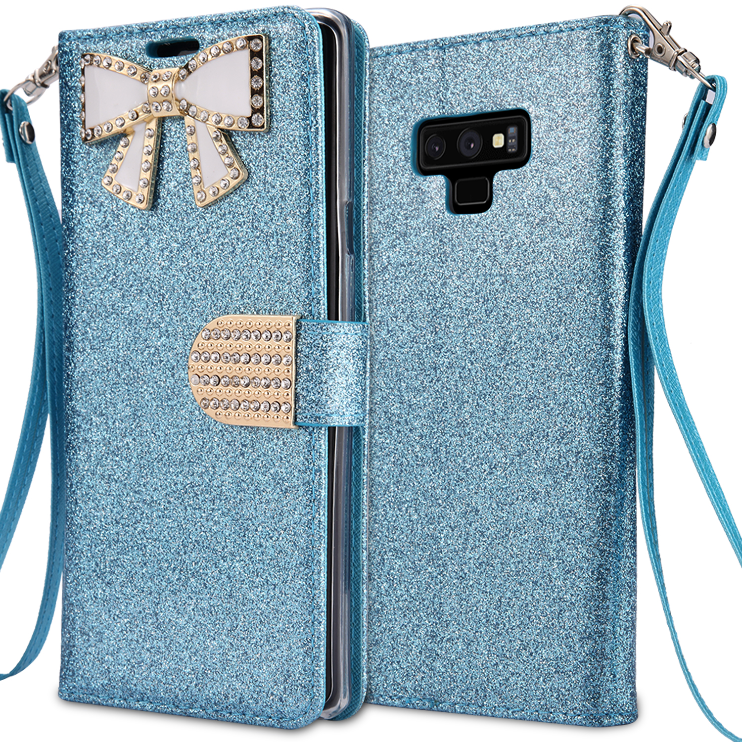 Galaxy Note 9 Wallet Case, Flip Kickstand Case Shiny PU Leather Sparkle ...
