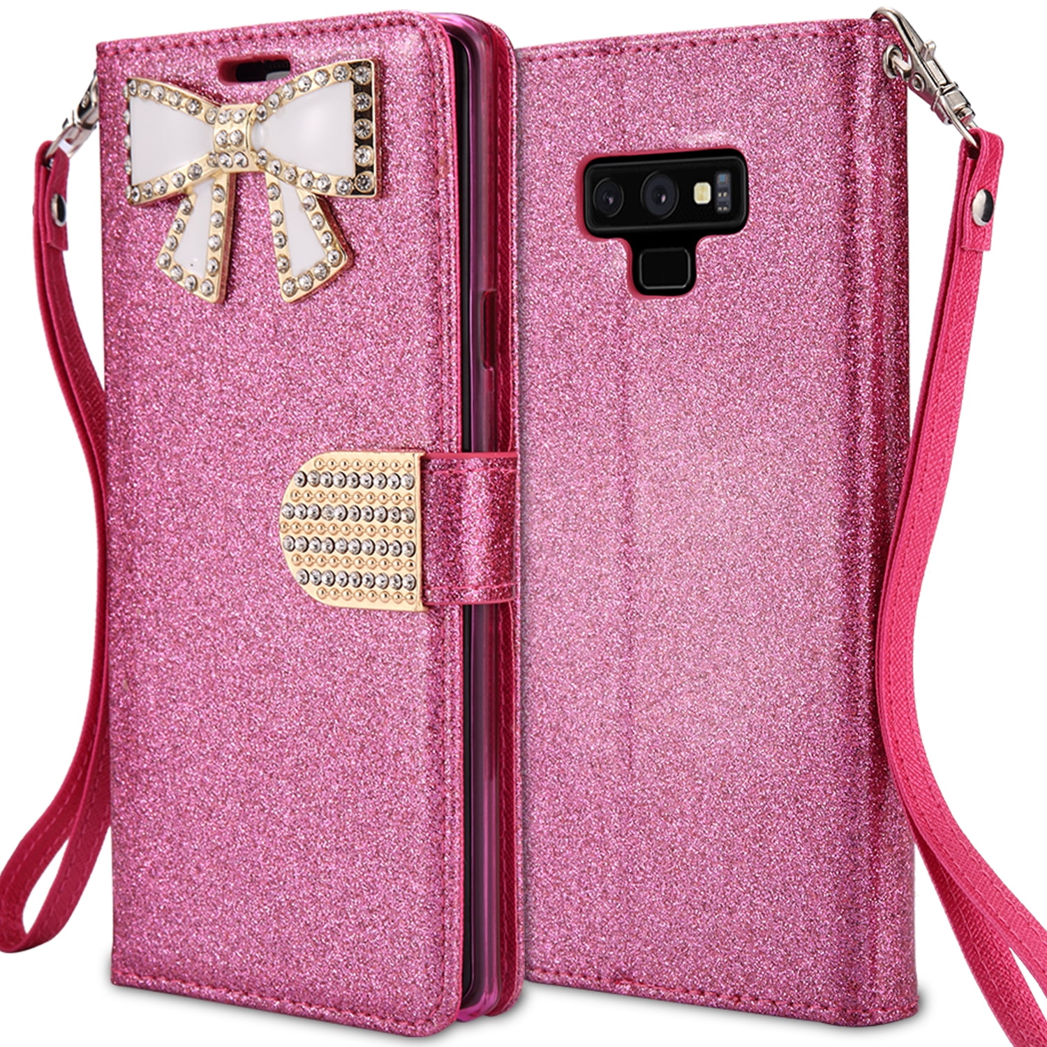 Galaxy Note 9 Wallet Case, Flip Kickstand Case Shiny PU Leather Sparkle ...