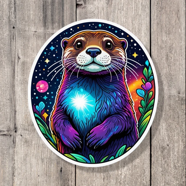 Galaxy Otter Vinyl Sticker Laptop Sticker Water Bottle Sticker ...