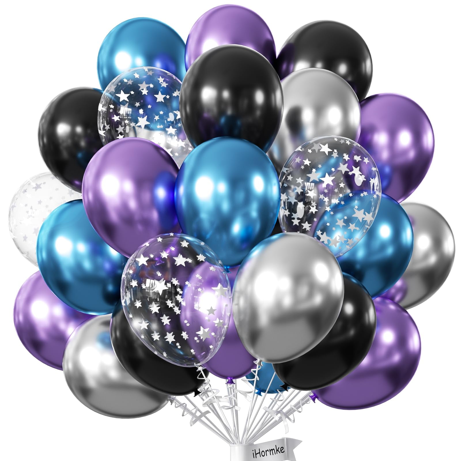 Galaxy Outer Space Balloons,60 IFF17 Pack 12 Inch Blue Purple Silver ...