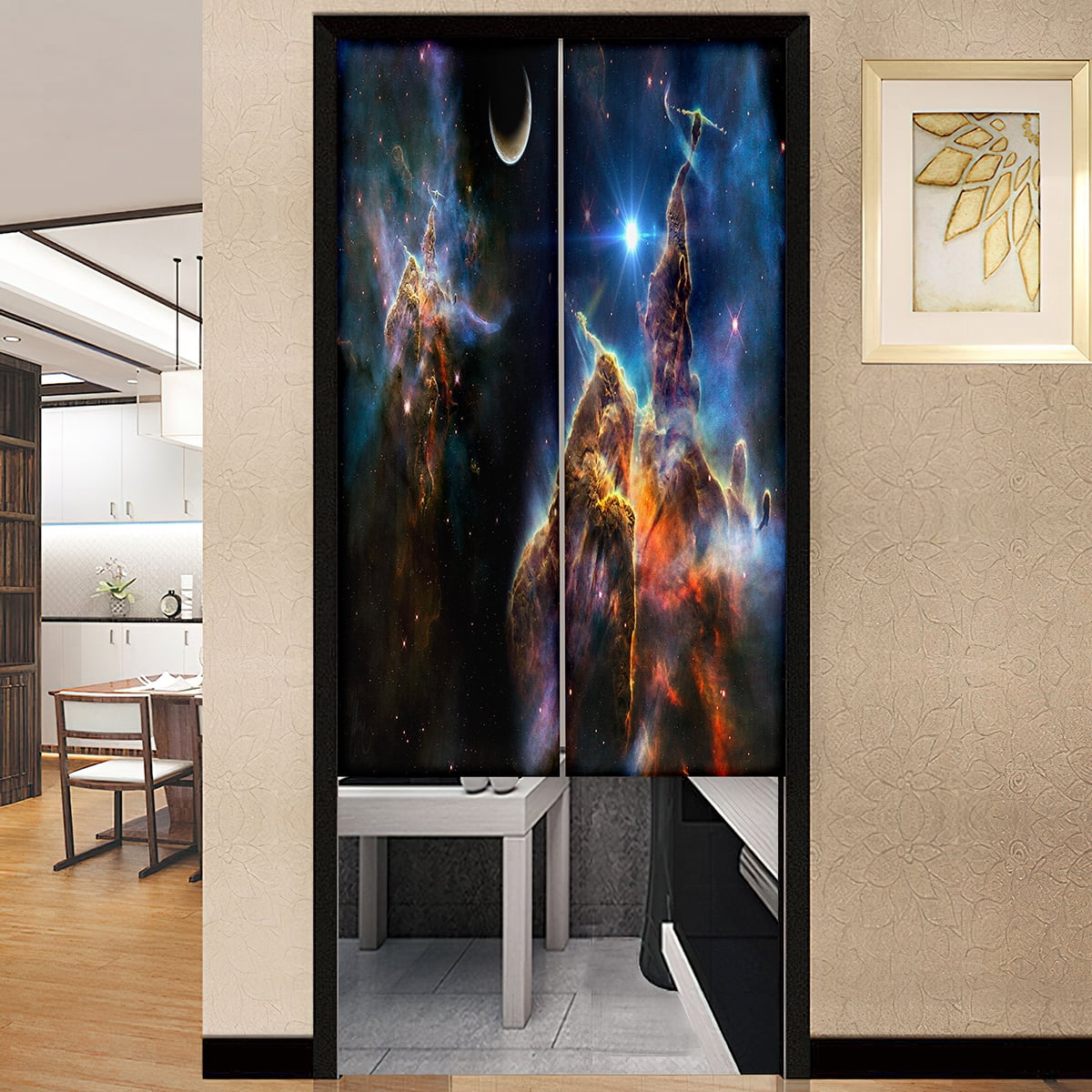 Galaxy Outer Space Door Curtains Universe Starry Sky Psychedelic ...