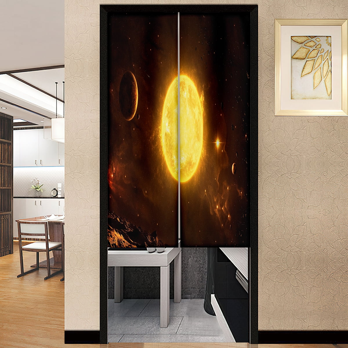 Galaxy Outer Space Door Curtains Universe Starry Sky Psychedelic ...