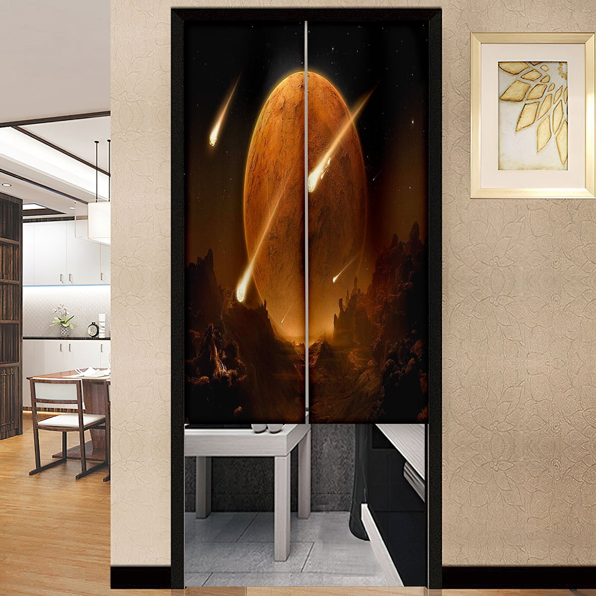 Galaxy Outer Space Door Curtains Universe Starry Sky Psychedelic ...