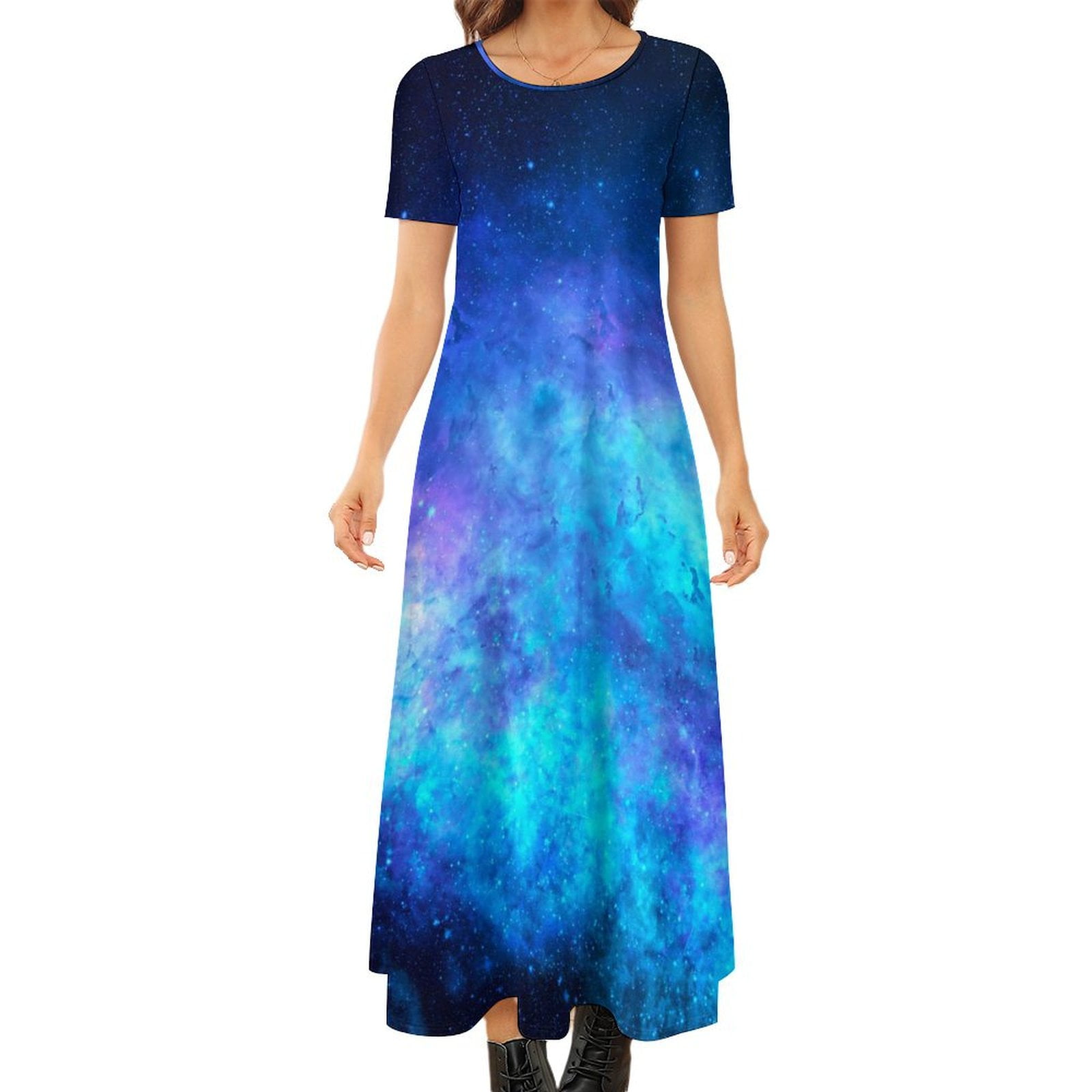 Galaxy Outer Space Dress Flaming Star Nebula Street Wear Boho Beach ...