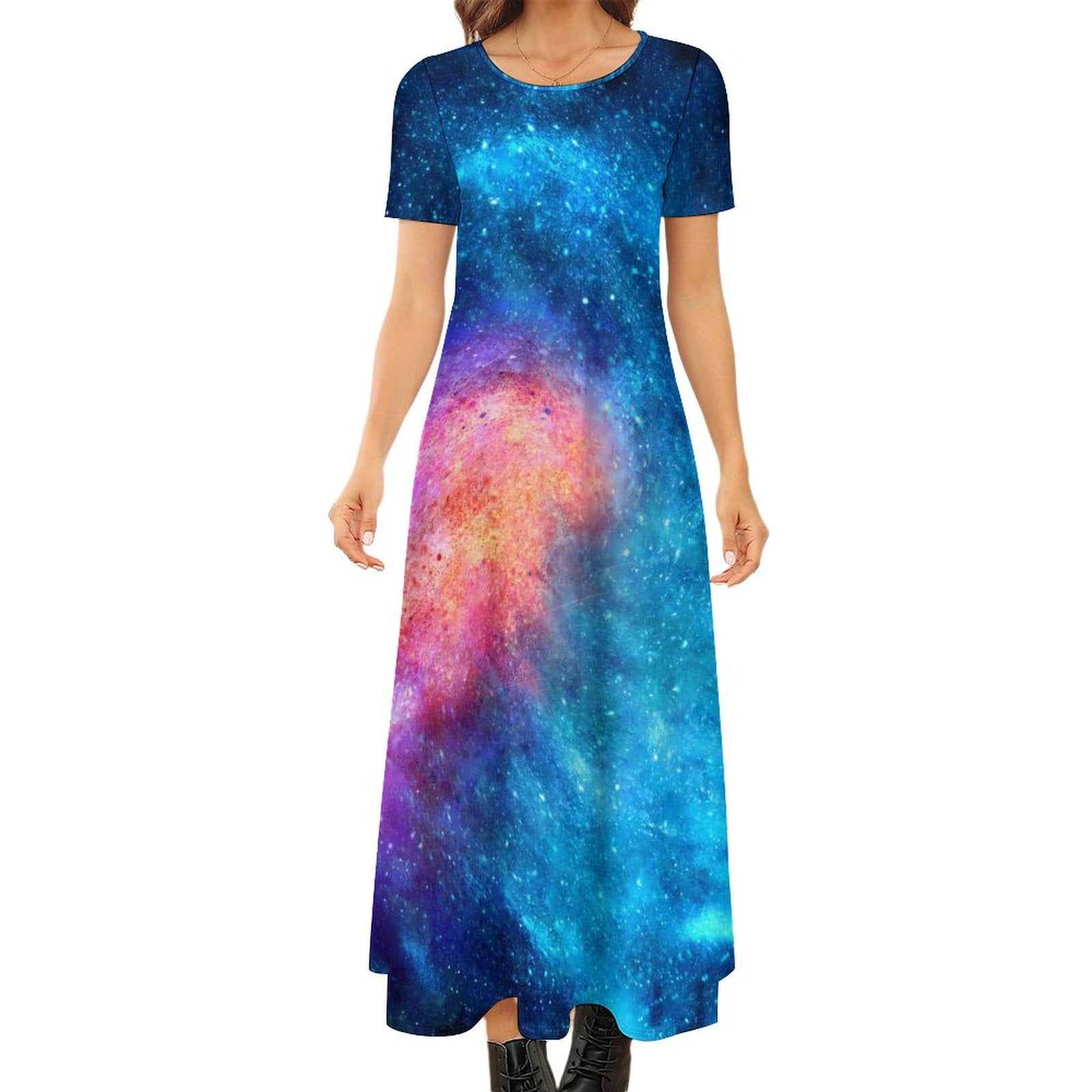 Galaxy Outer Space Dress Flaming Star Nebula Street Wear Boho Beach ...