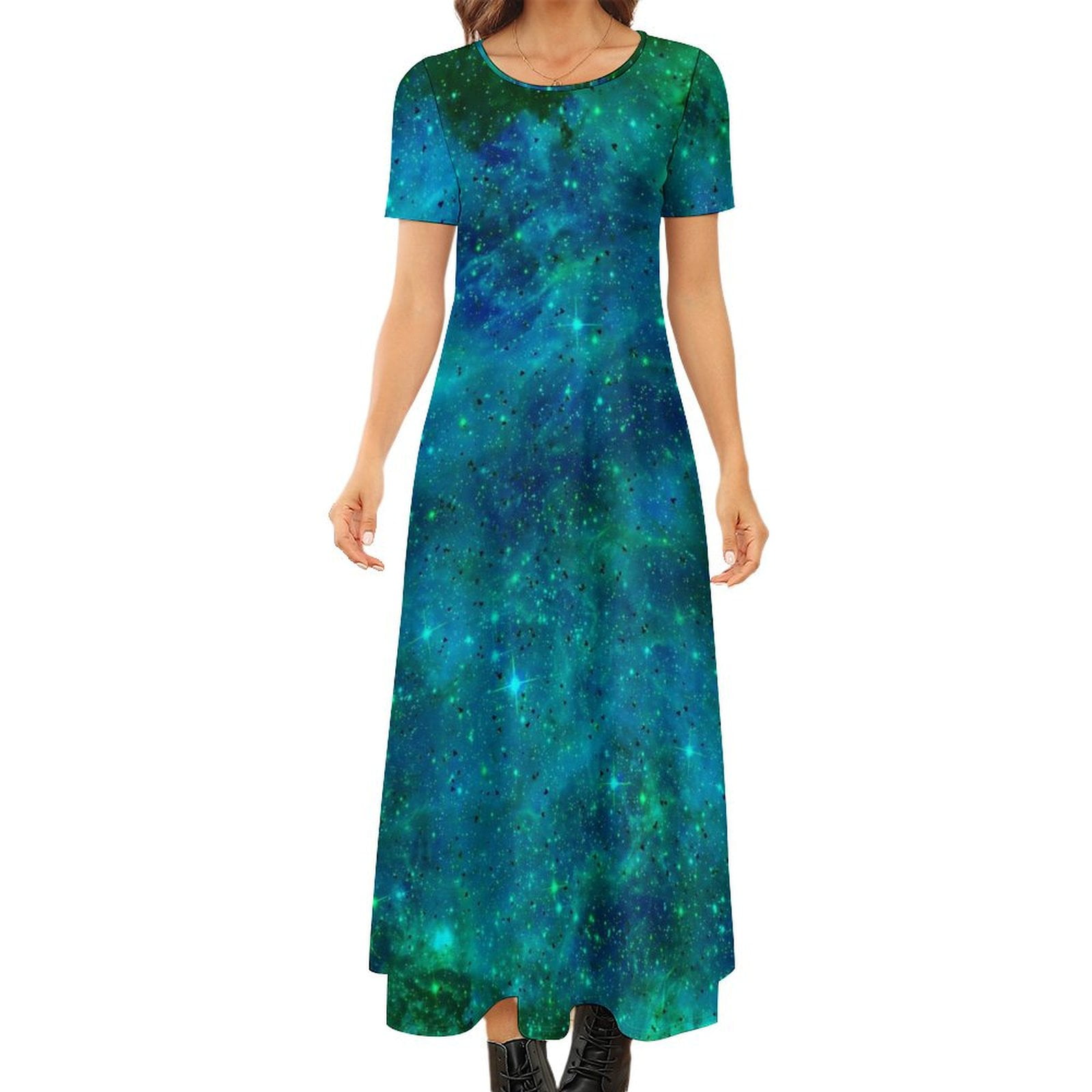 Galaxy Outer Space Dress Flaming Star Nebula Street Wear Boho Beach ...
