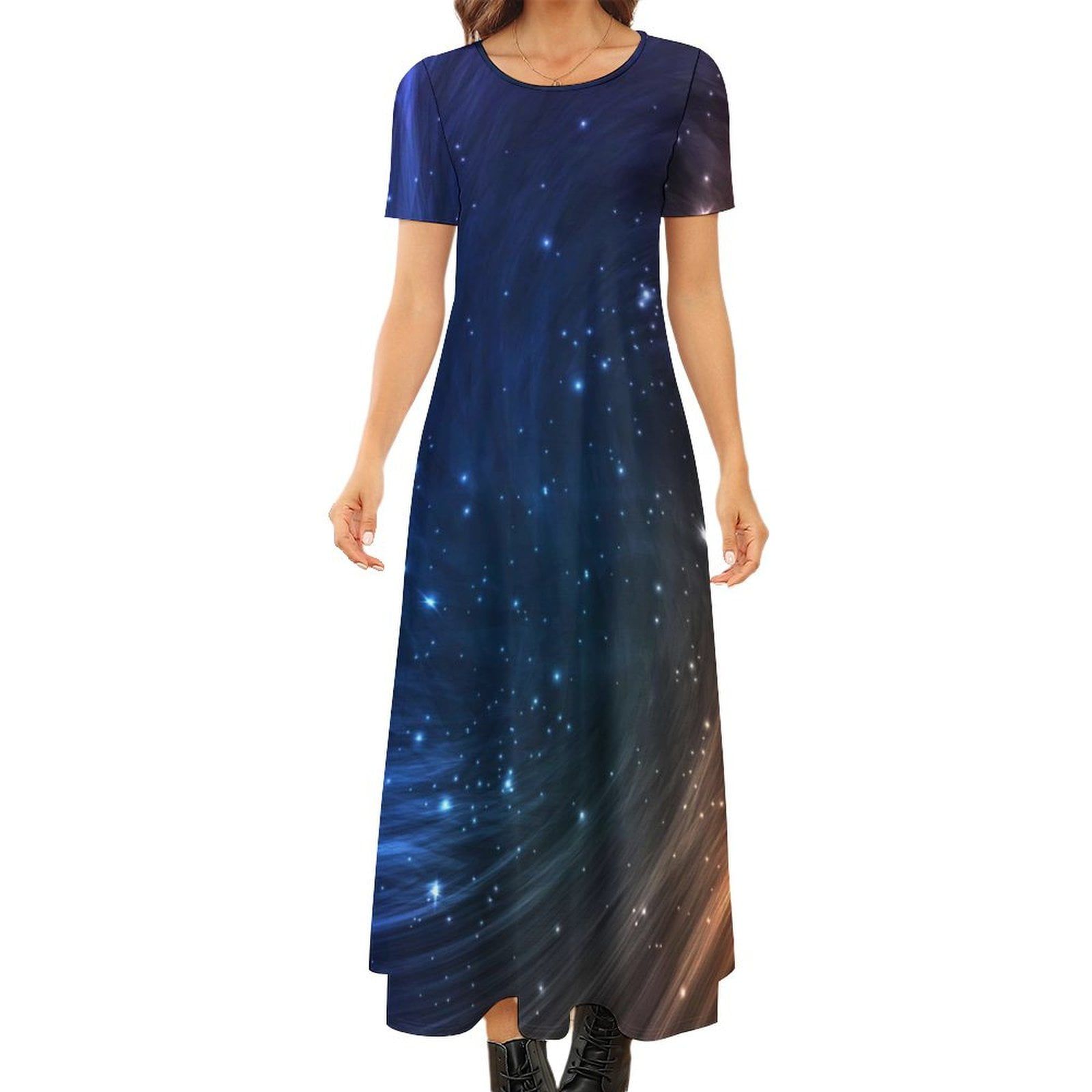 Galaxy Outer Space Dress Flaming Star Nebula Street Wear Boho Beach ...