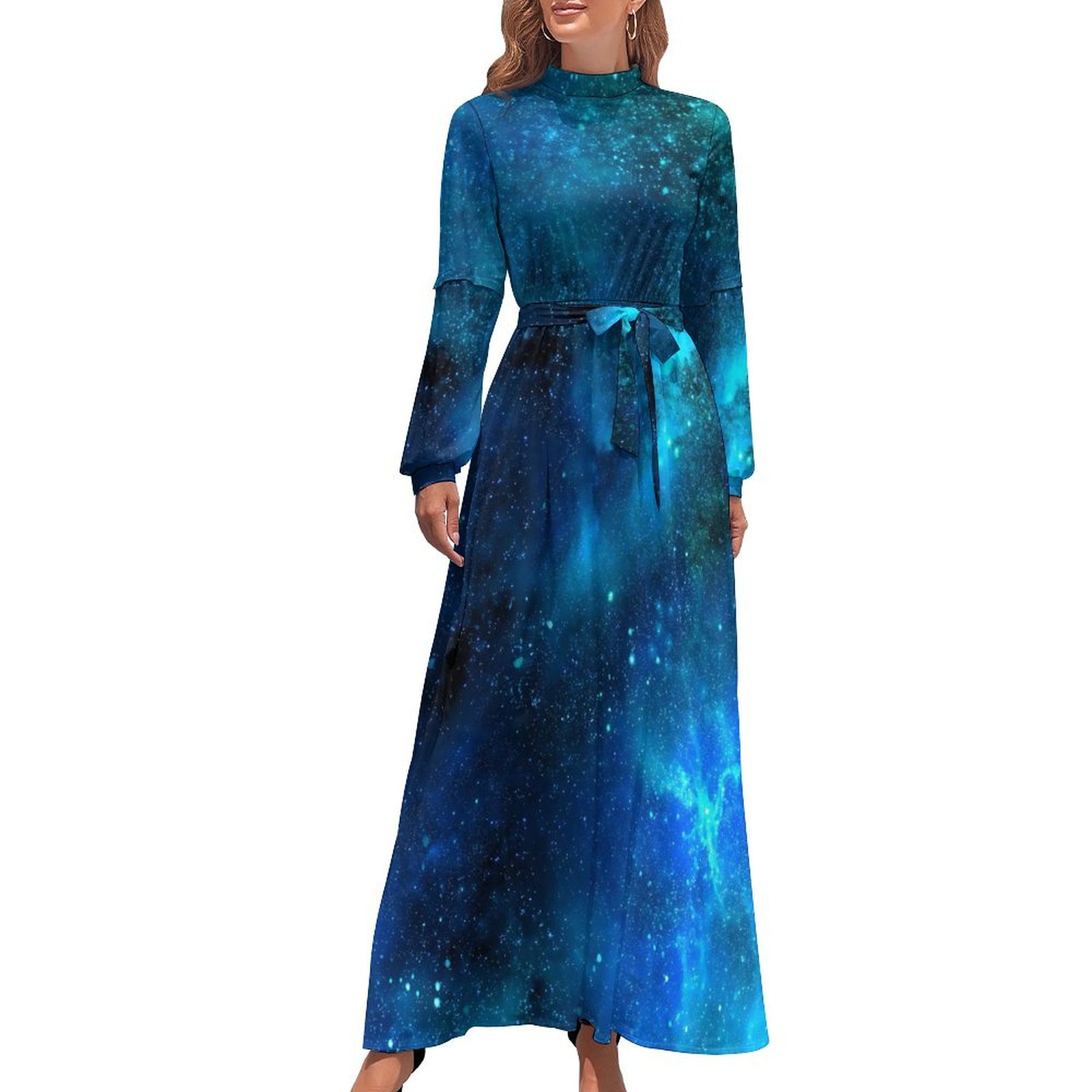 Galaxy Outer Space Dress Flaming Star Nebula Trendy Graphic Maxi Dress ...