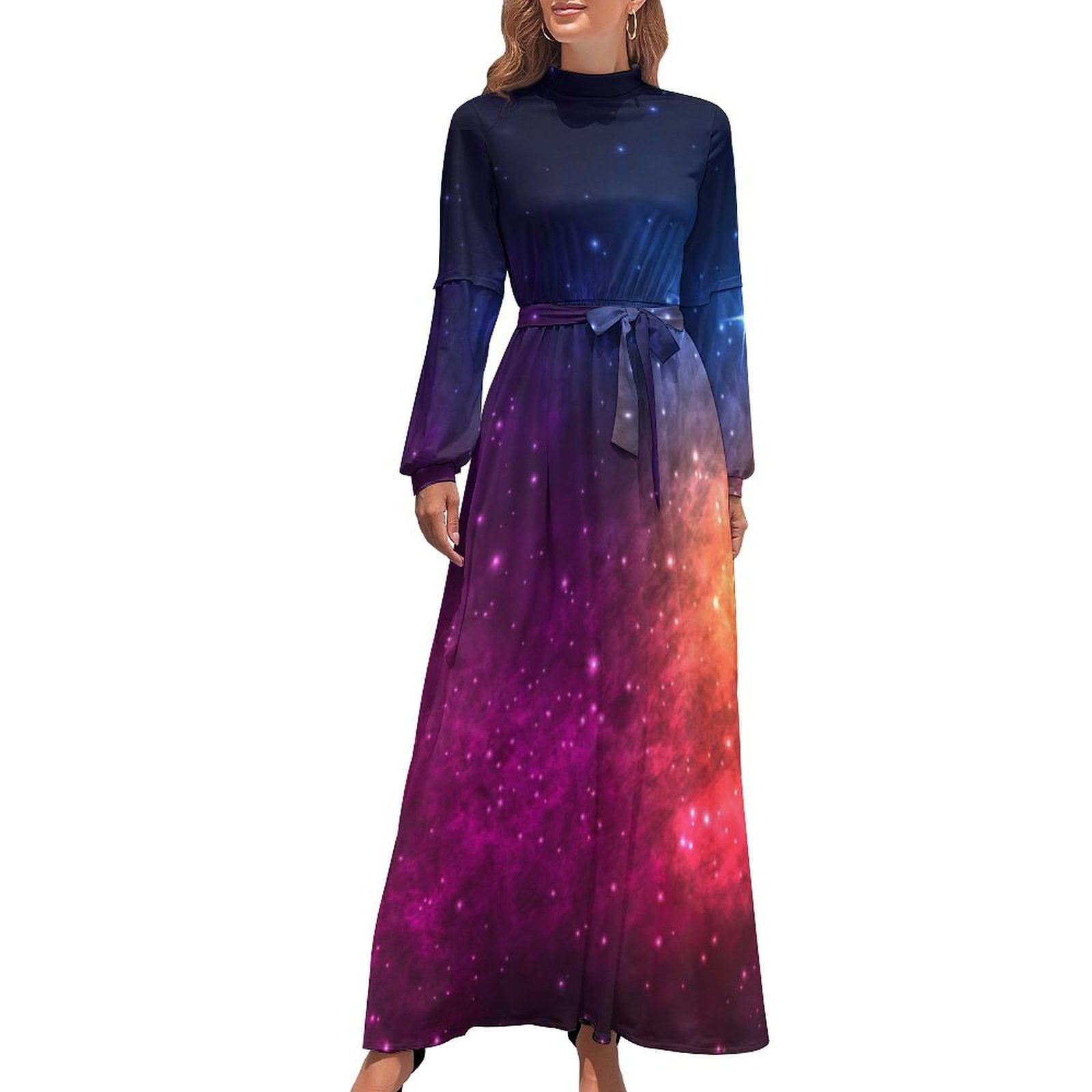 Galaxy Outer Space Dress Flaming Star Nebula Trendy Graphic Maxi Dress ...