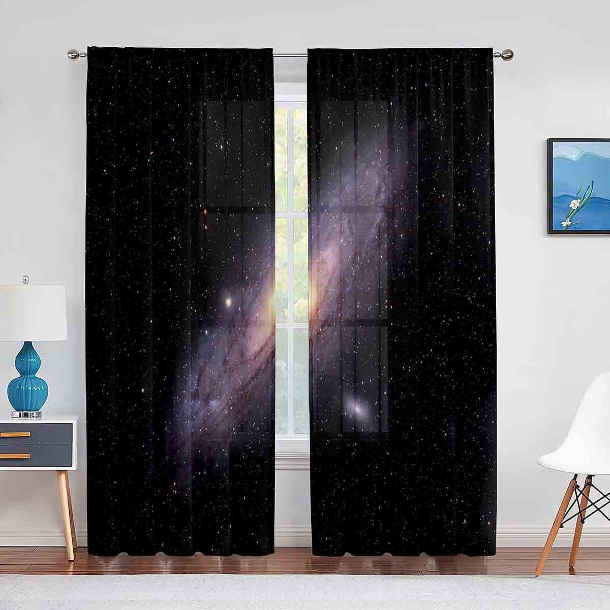 Galaxy Outer Space Print Curtain for Living Room Bedroom Kitchen ...