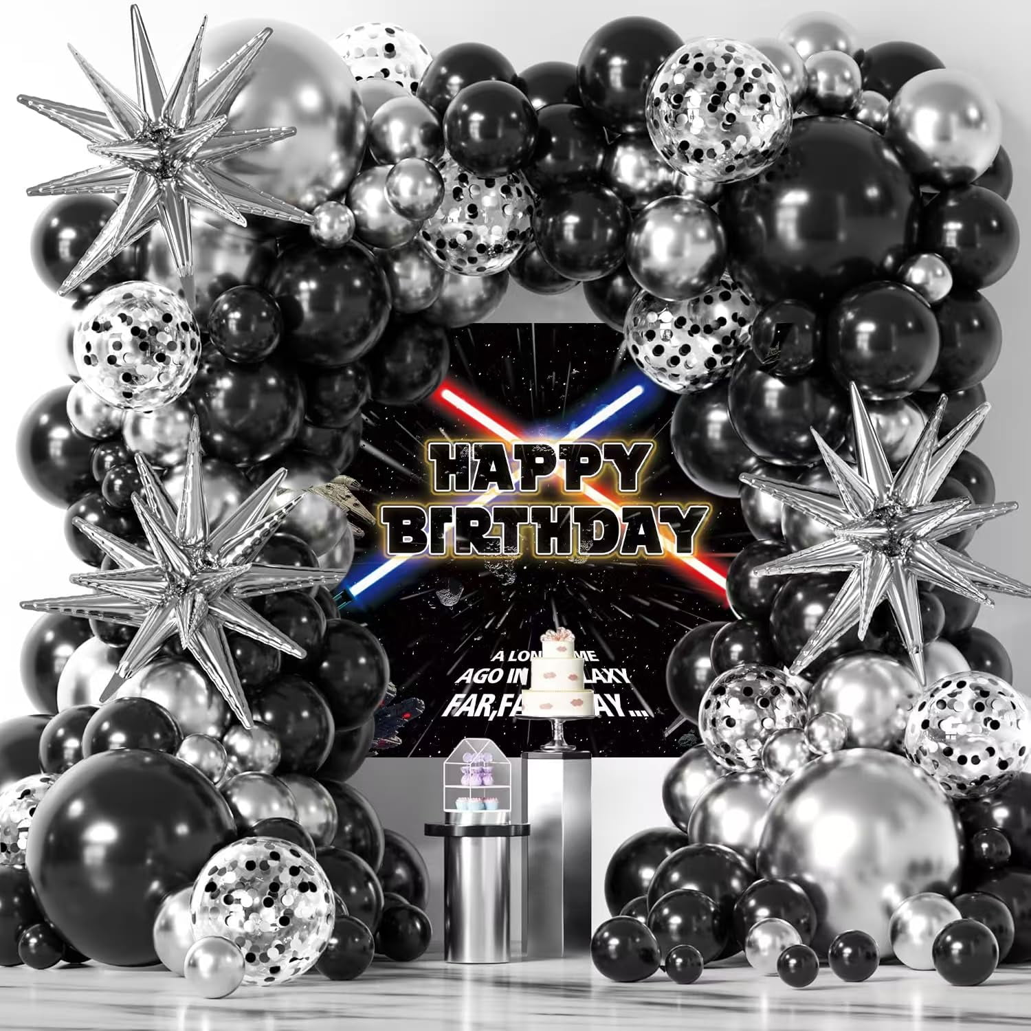Galaxy Party Decorations Themed Backdrop with Balloons Arch Kit for ...
