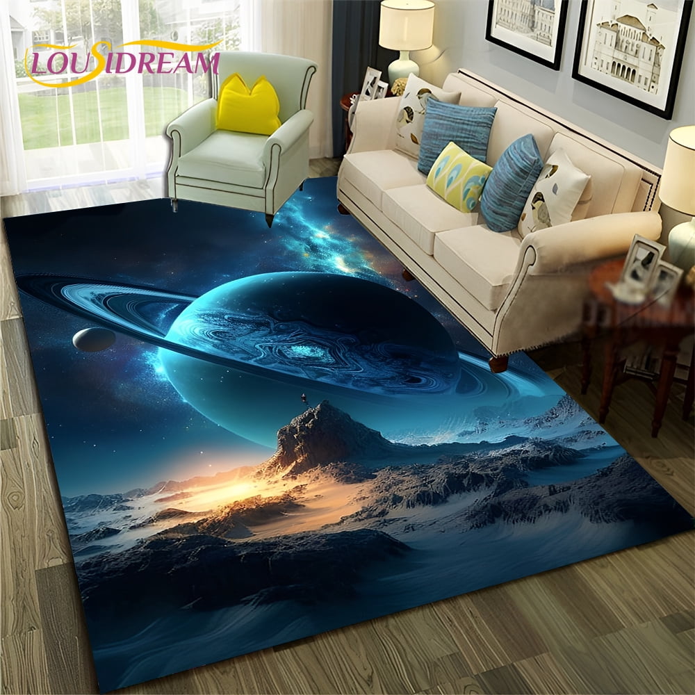 Galaxy Planet Star 3D Universe Space Carpet Rug for Home Living Room ...