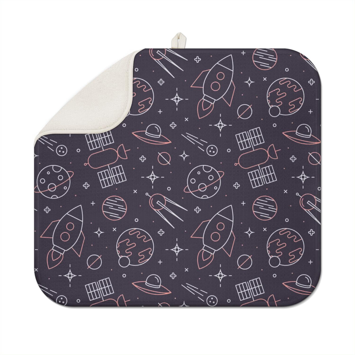 Galaxy Planet Starry Night Drying Pad Super Absorbent Foldable Counter ...