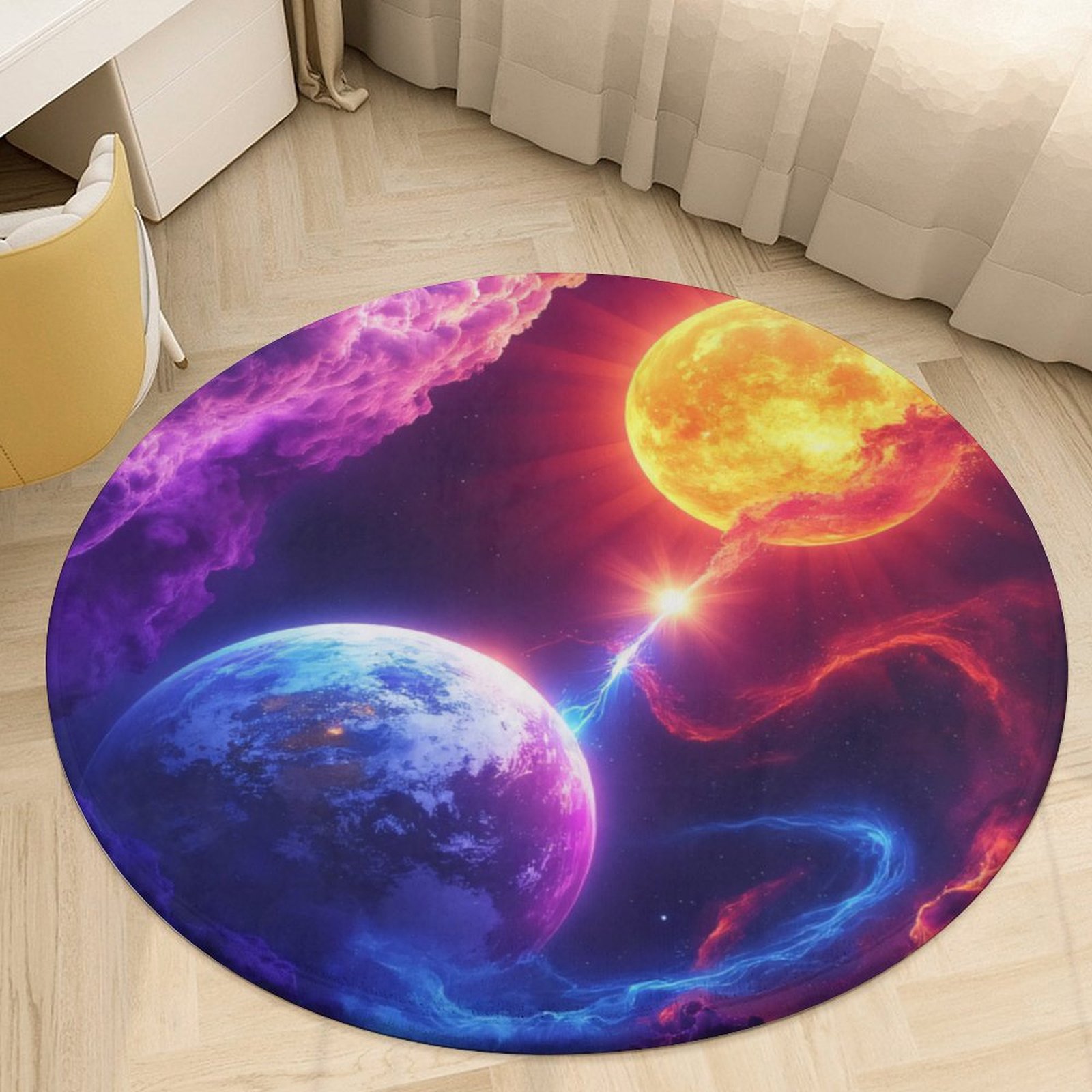 Galaxy Planets Dreamy Art Round Area Rugs for Bedroom Living Room, 6FT ...