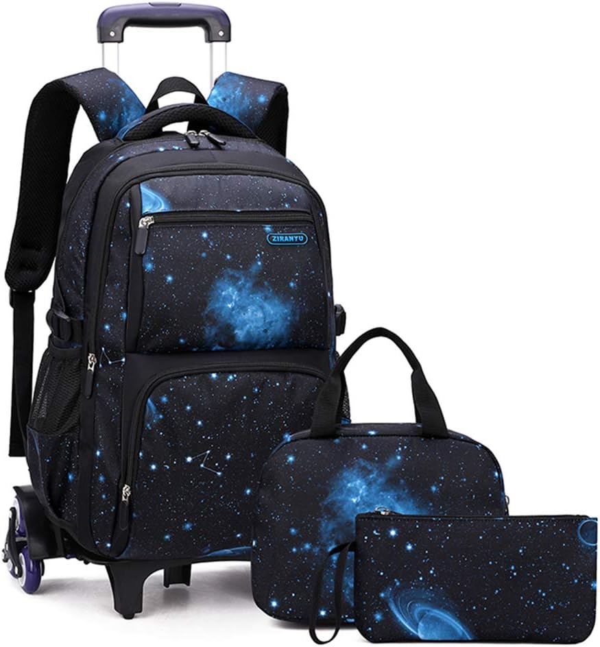 Galaxy Print Rolling-Backpack Boys-Bookbag on Wheels, Galaxy Wheel ...