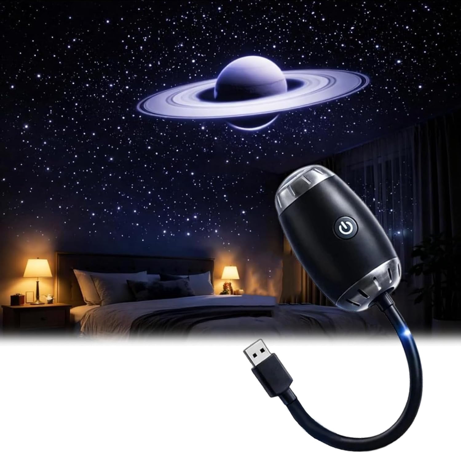 Galaxy Projector Night Light, 2-in-1 Adjustable 360° Rotating USB ...