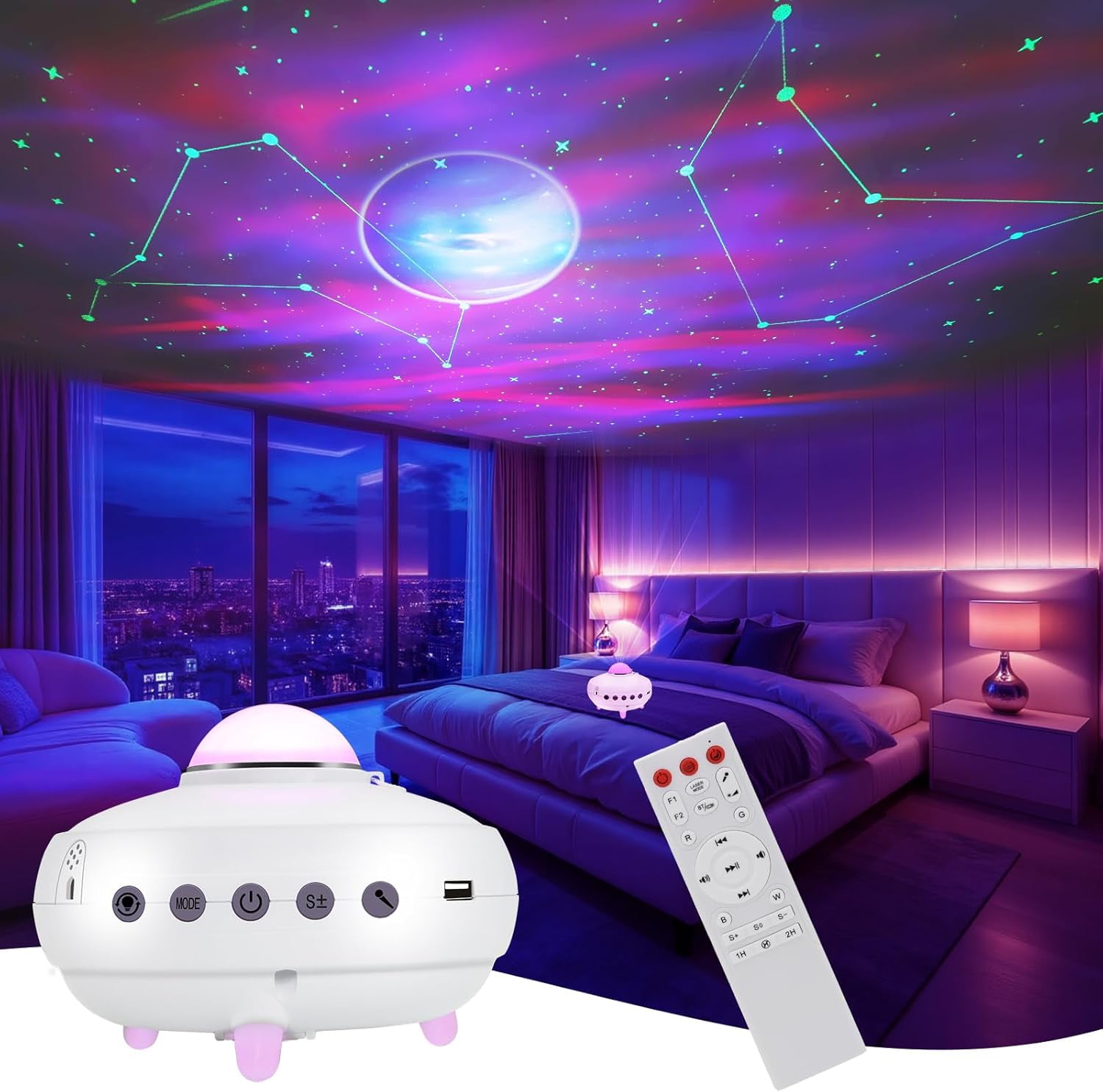Galaxy Projector Projector, 12 Zodiac Constellations, 4 Color ...