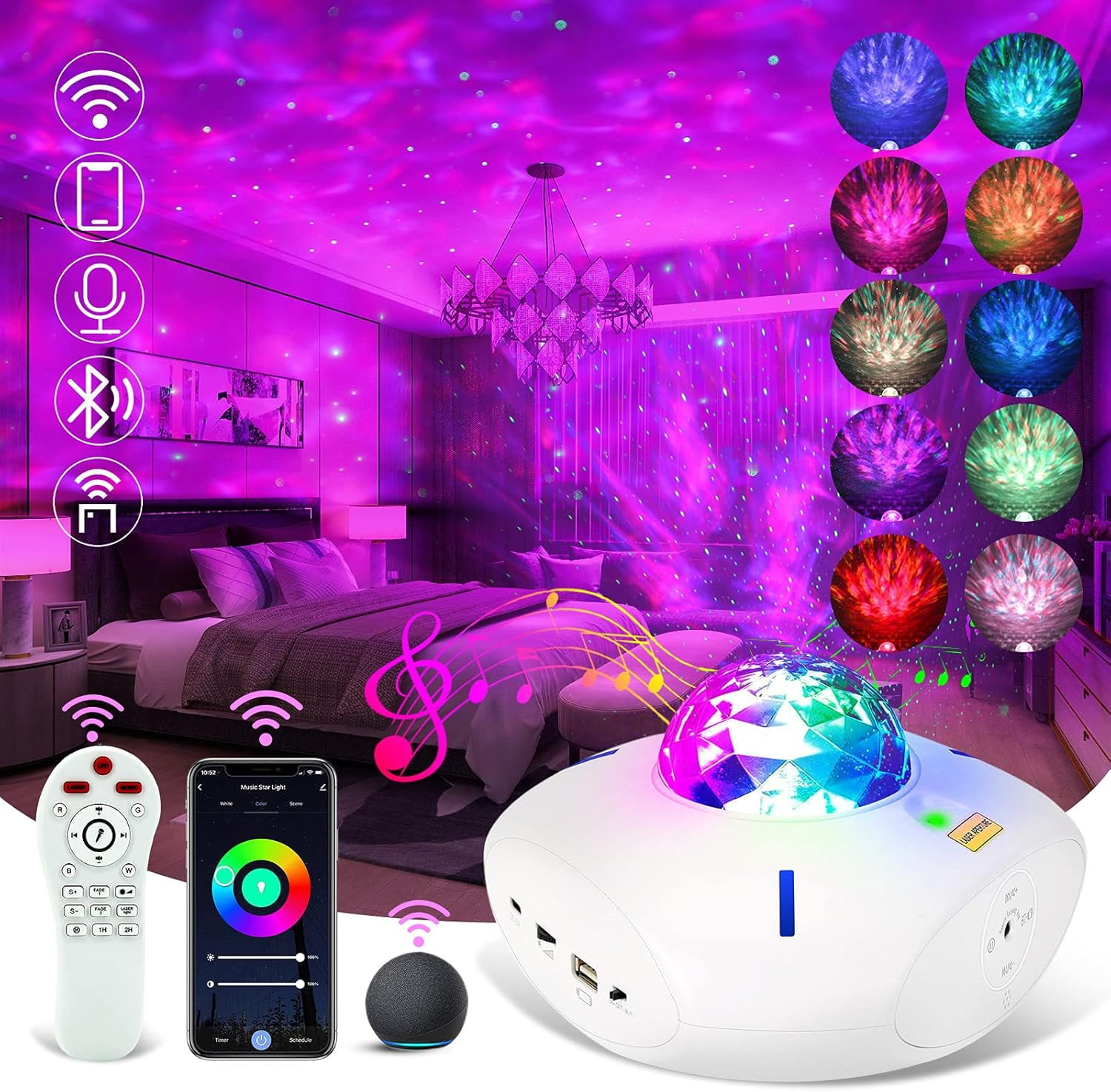 Galaxy Projector Work with Alexa Google Home - Northern Lights Aurora ...