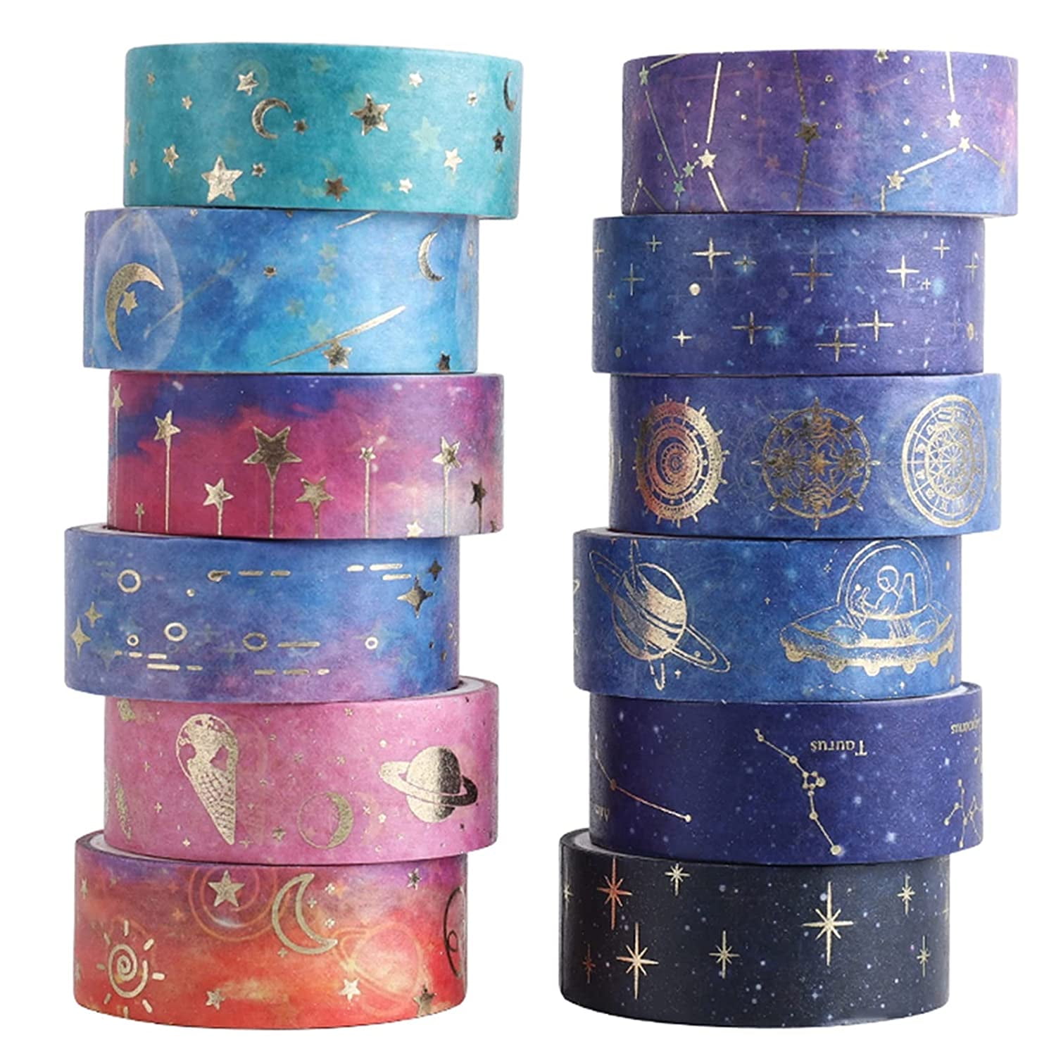 Galaxy Purple Washi Tape - Gold Foil Washi Masking Tape with ...