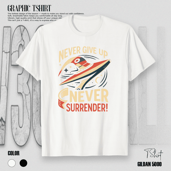 Galaxy Quest Space Adventure Cosmic Never Give Up Quote Art Unisex T-Shirt V11125, up to size ...