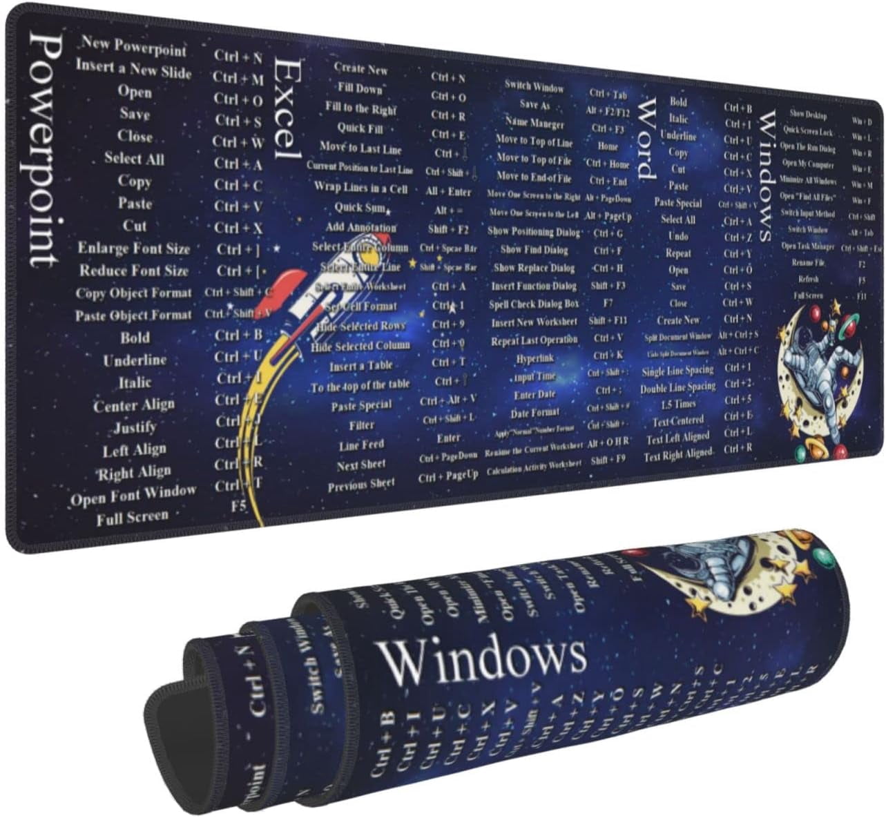 Galaxy Rocket Astronaut Word Office Power Point Excel Shortcuts Mouse ...