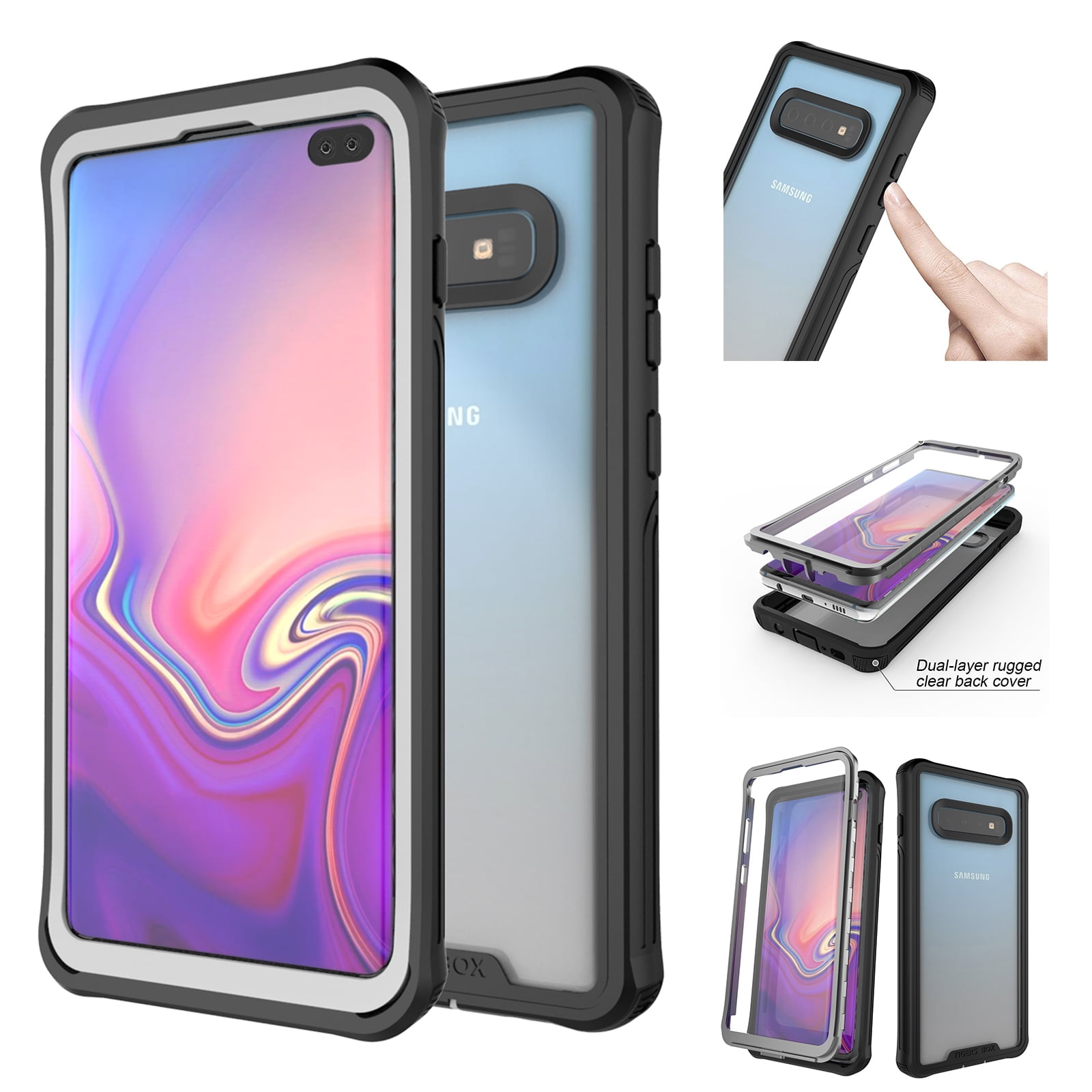 Galaxy S10 Plus Rugged Clear Case, Allytech Full-Body Hybrid Bumper ...