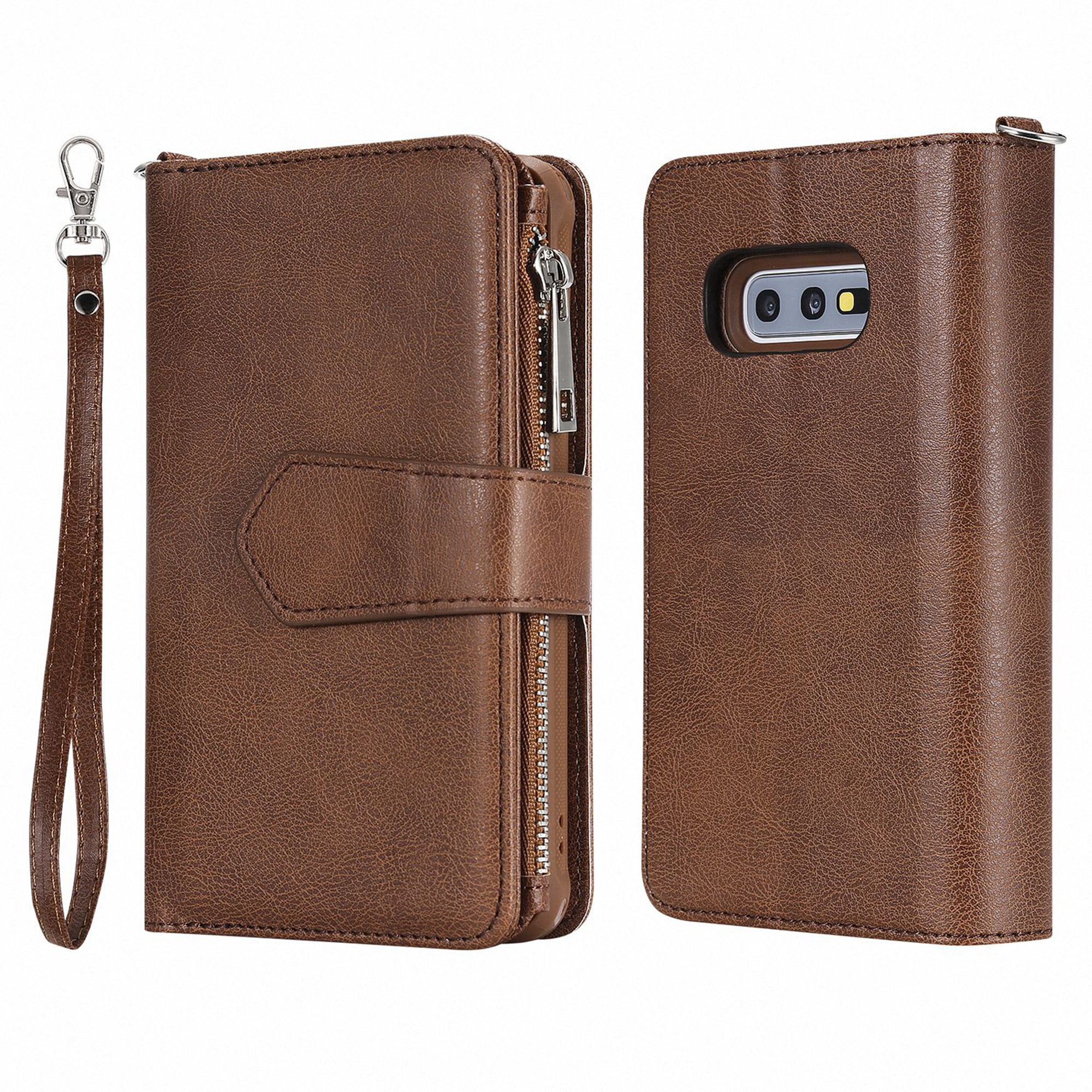 Galaxy S10e Wallet Case, Dteck Pure Color PU Leather Case, Zipper ...