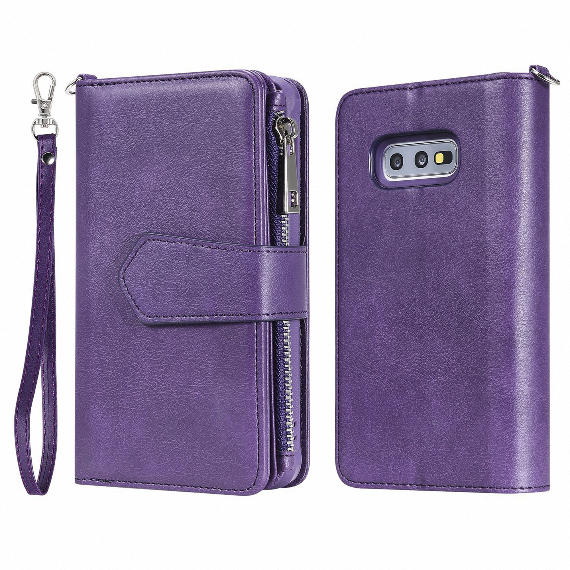 Galaxy S10e Wallet Case, Dteck Pure Color PU Leather Case, Zipper ...