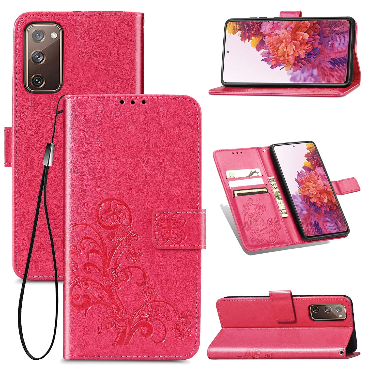 Galaxy S20 FE 5G Case, S20 FE Case, Allytech Premium PU Leather Floral Embossed Hand Wrist ...