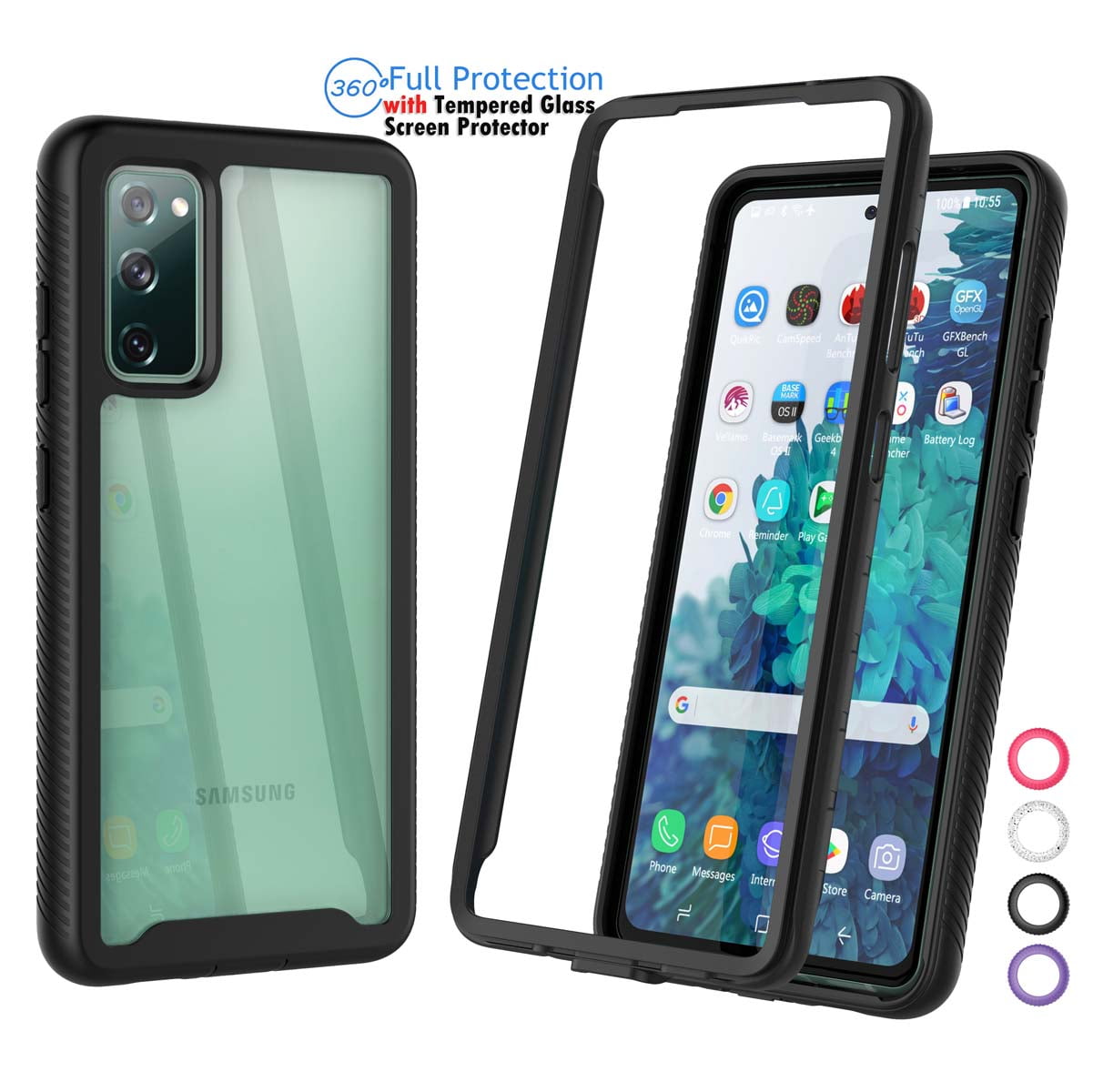 Samsung Galaxy S20 FE 5G Case, Njjex Full-Body Rugged, Transparent, Wireless Charging Compatible ...