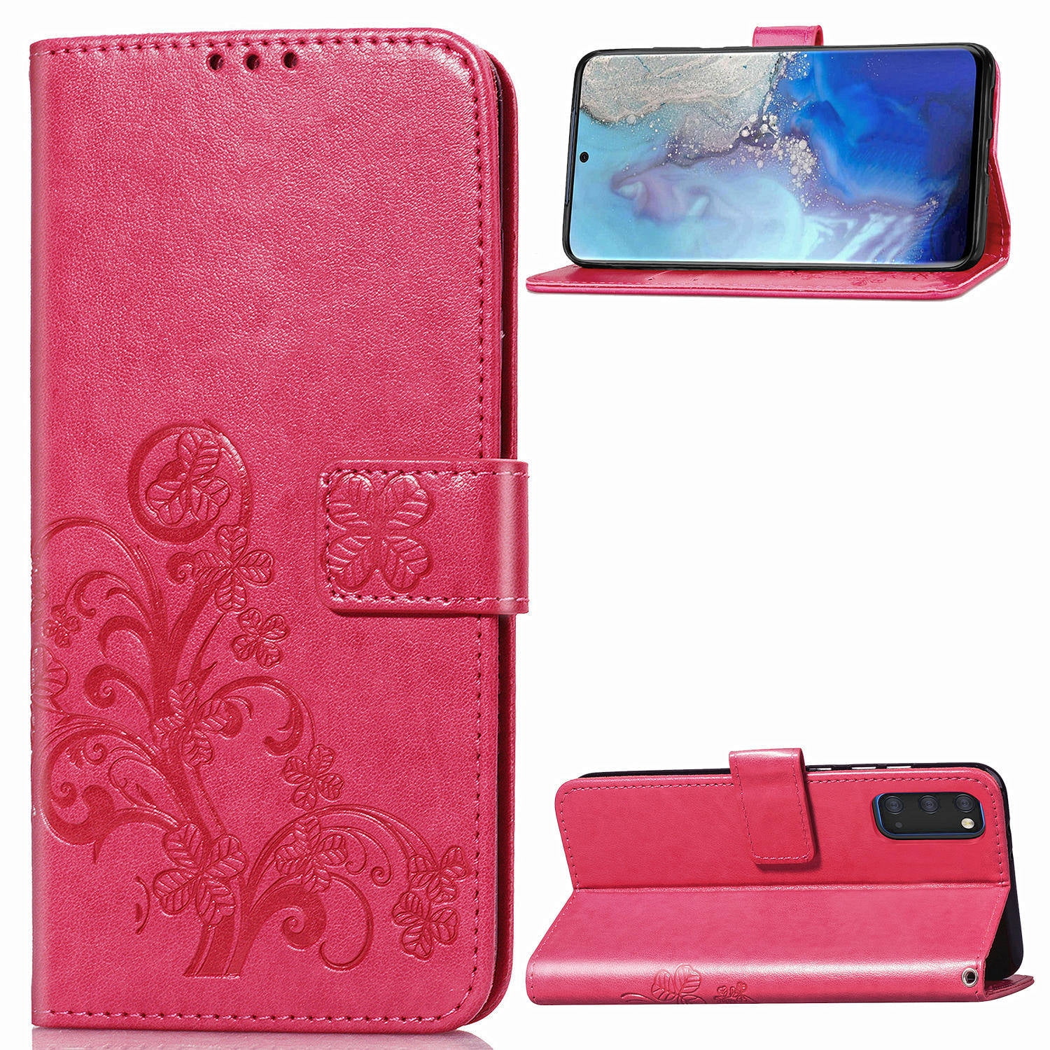Galaxy S20 Wallet Case, Allytech PU Leather Clover Embossed Kickstand ...