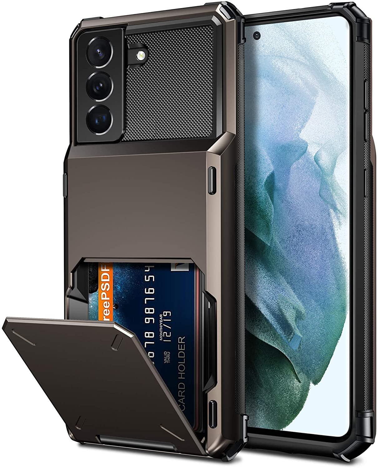 for Galaxy S21 Case Wallet 4-Card Flip Cover Credit Card Holder Slot ...