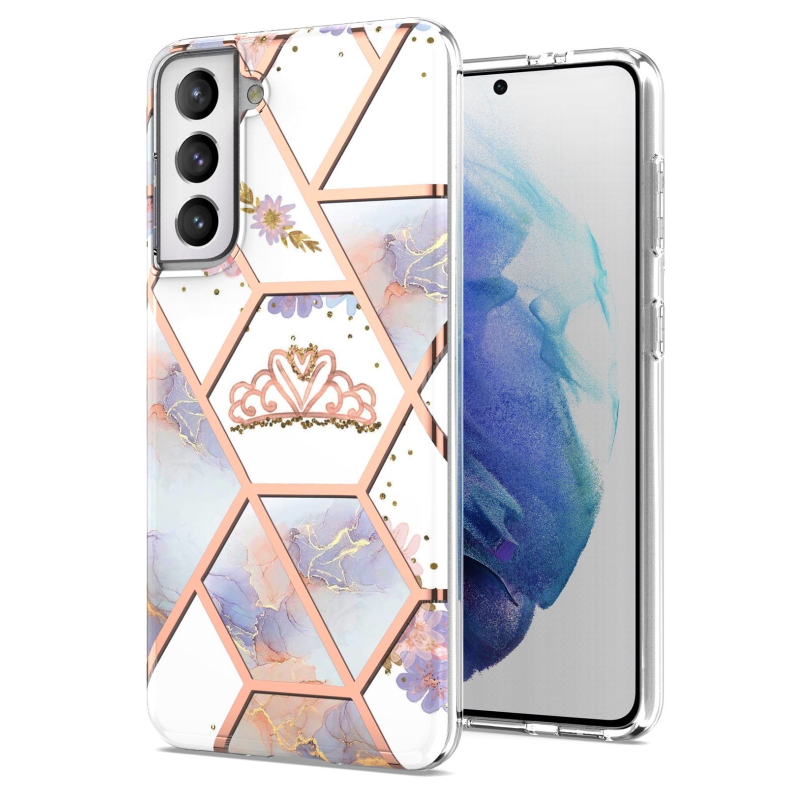 Galaxy S21 FE Case, TOPSHE Marble Flower Pattern Slim Lightweight ...