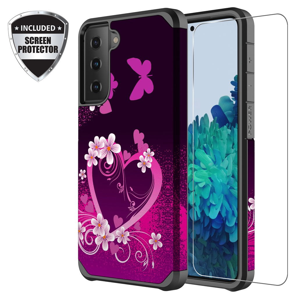 Galaxy S21 Plus Case with Screen Protector for Girls Women, Dual Layer ...