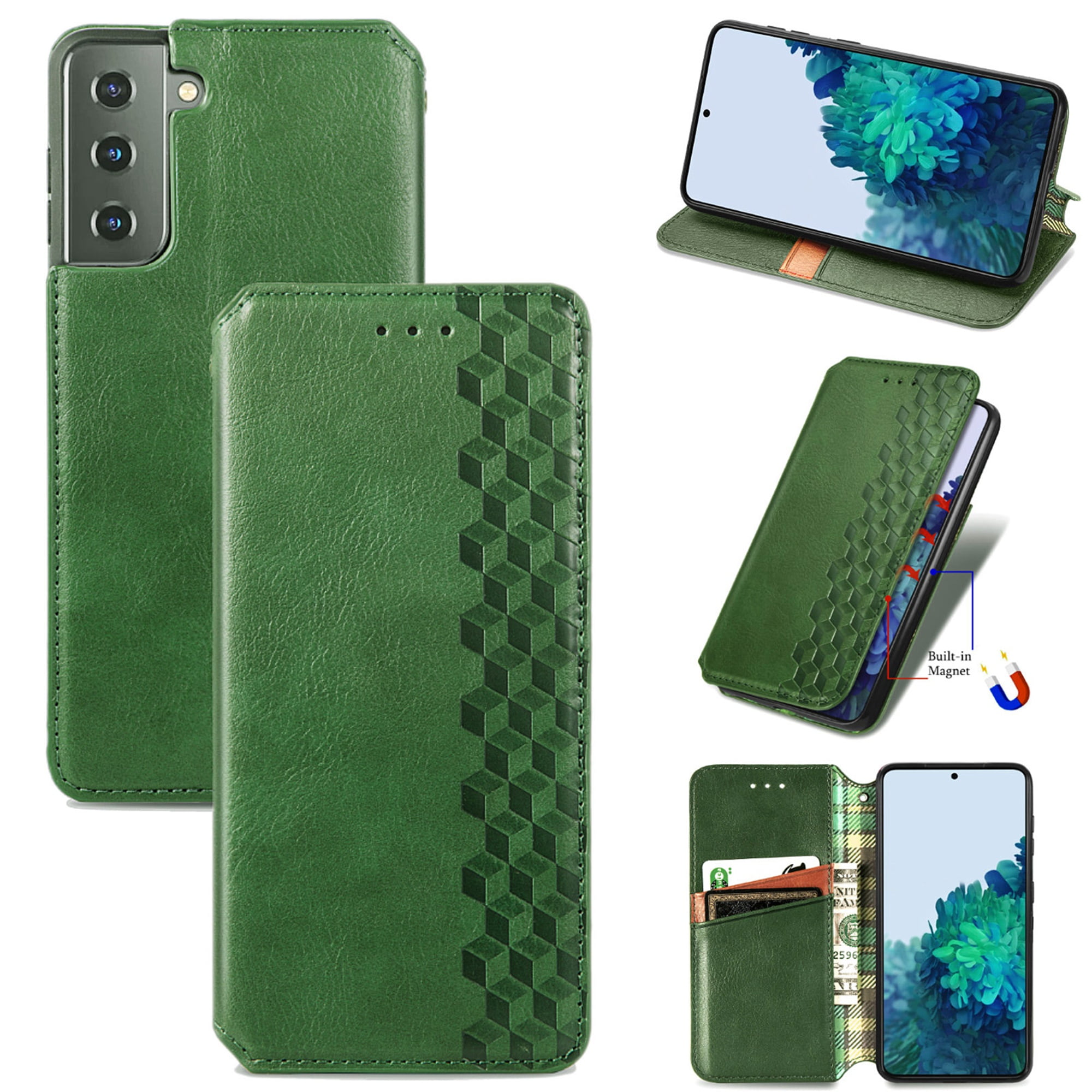 Galaxy S21 Wallet Case, Dteck Premium PU Leather Flip Folio Wallet Case ...