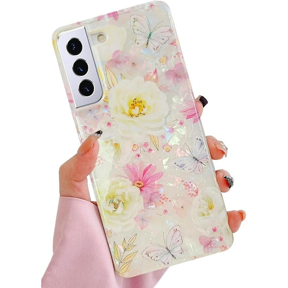 Galaxy S22 5G 6.1" Luxury Sparkle Glitter Clear Opal Thinfoil Floral ...