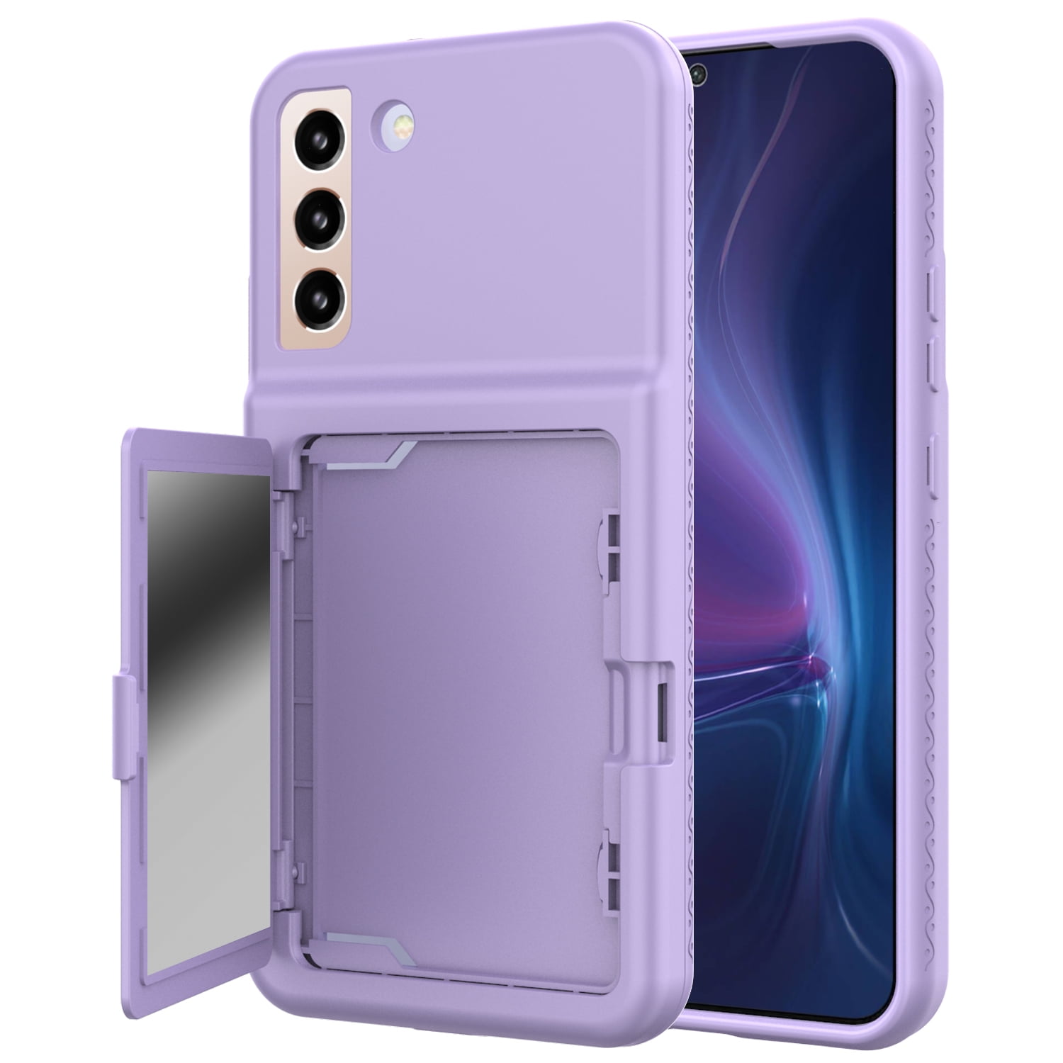 Galaxy S22 Card Holder Wallet Case,Dteck Shockproof Rubber Hybrid PC ...
