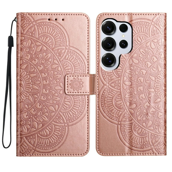 For Galaxy S22 Folio Wallet Case with Wrist Strap, Embossed Sunflower ...