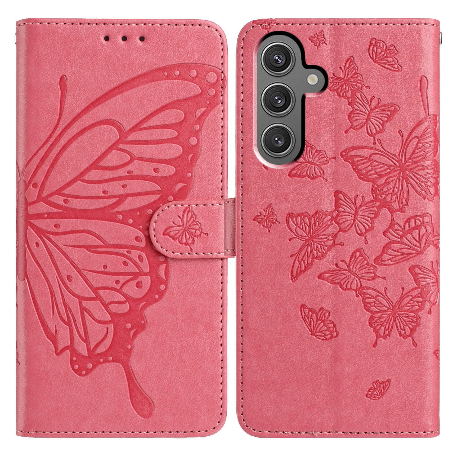 For Galaxy S22 Plus Folio Wallet Case with Wrist Strap, Embossed ...