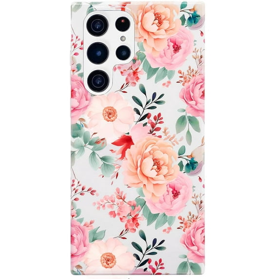 Galaxy S22 Ultra Case 5g 6.8",Slim Soft Pink Floral Case Cute Garden ...
