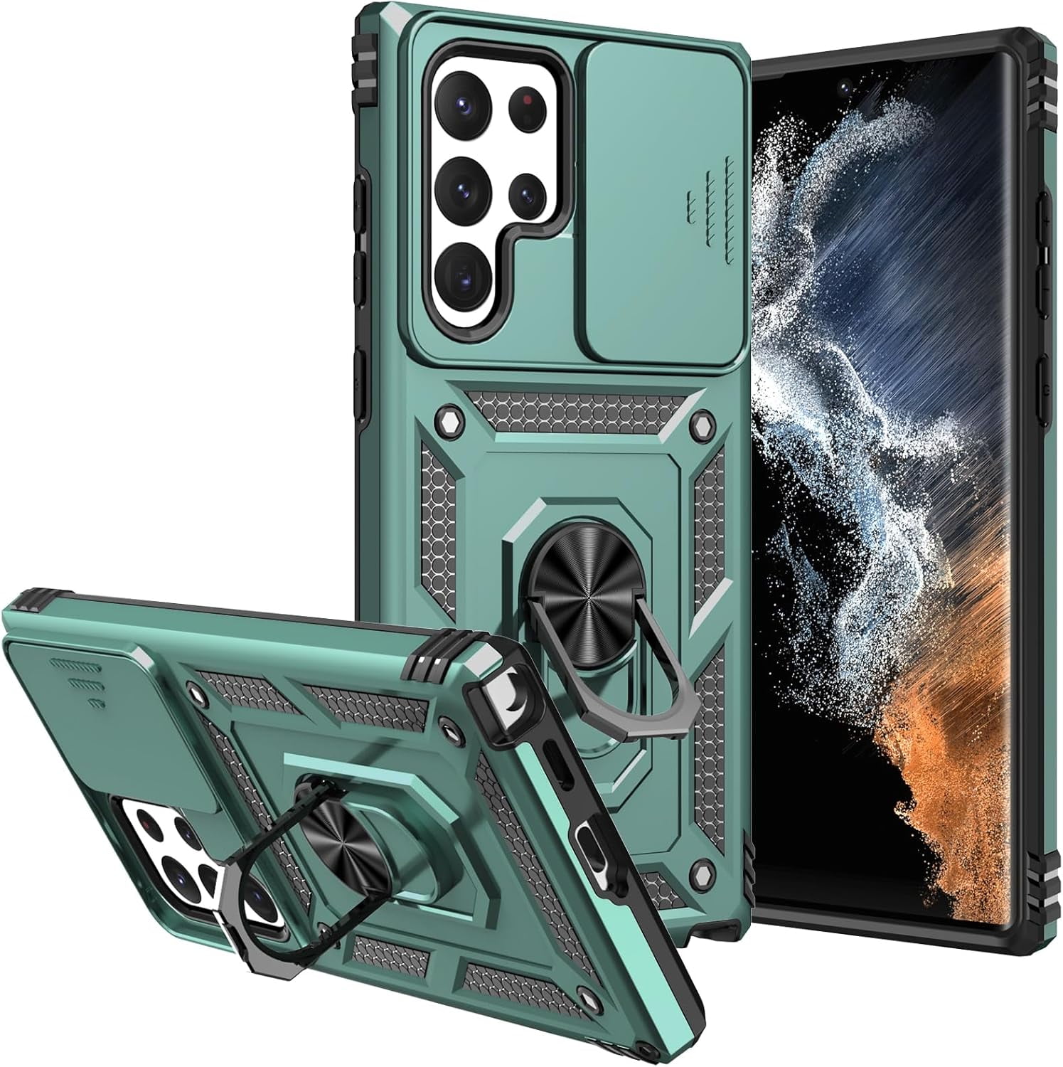 for Galaxy S22 Ultra Case,with Camera Cover,[Military Grade] 16ft.Drop ...